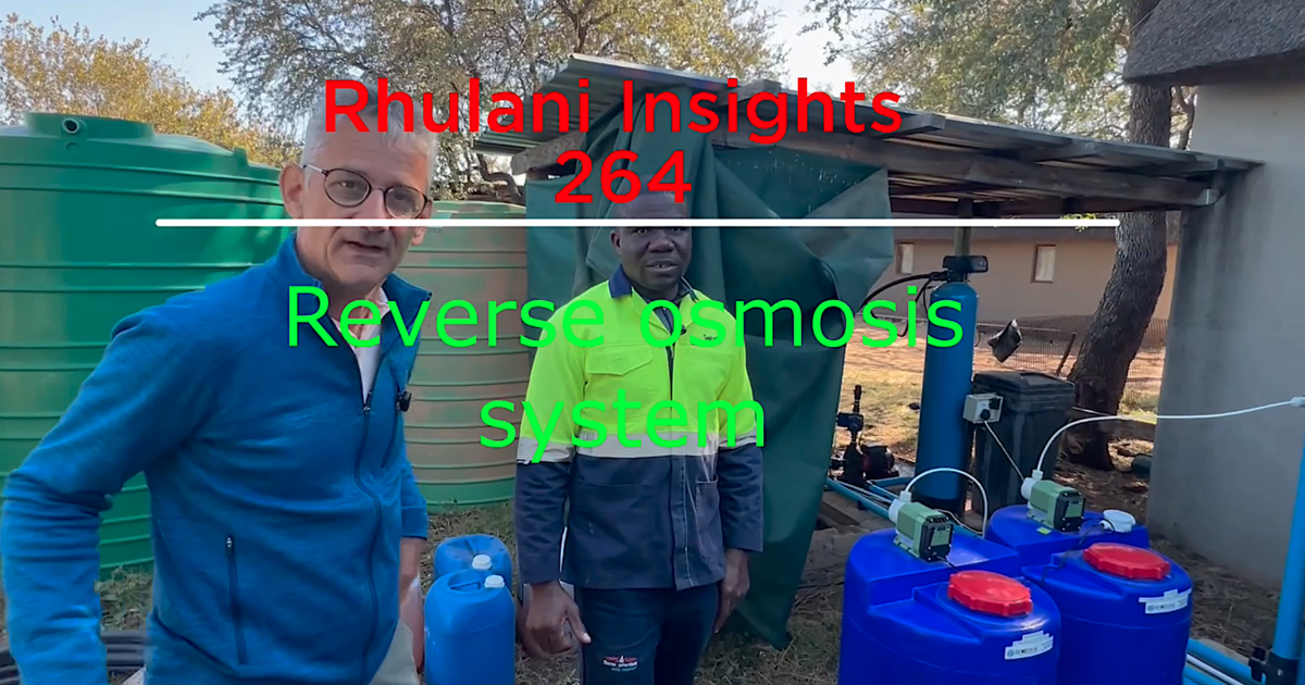 Rhulani Safari Lodge | Rhulani Insights 264 – Reverse osmosis system